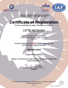LIFTE H2 Achieves ISO 9001:2015 Certification - LIFTE H2
